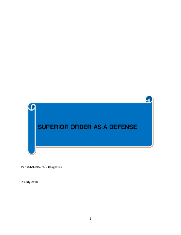 (PDF) SUPERIOR ORDER AS A DEFENSE