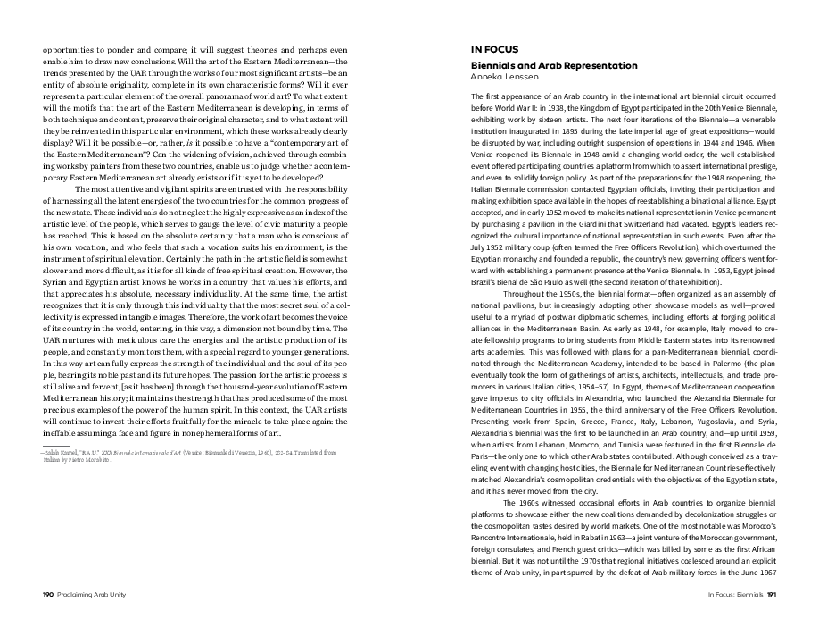 (PDF) "In Focus: Biennials and Arab Representation," Modern Art in the ...