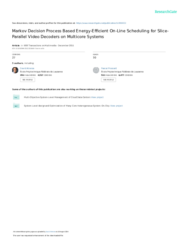 (PDF) Markov Decision Process Based Energy-Efficient On-Line Scheduling ...