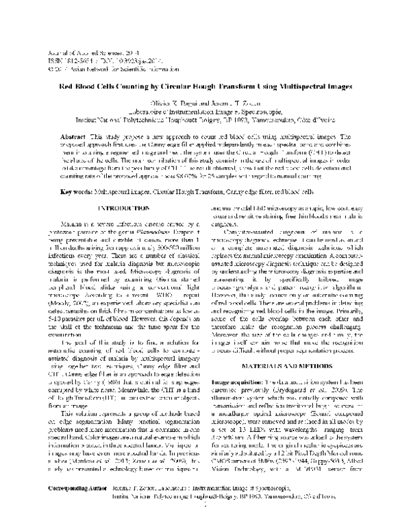 (PDF) Red blood cells counting by circular Hough Transform using ...
