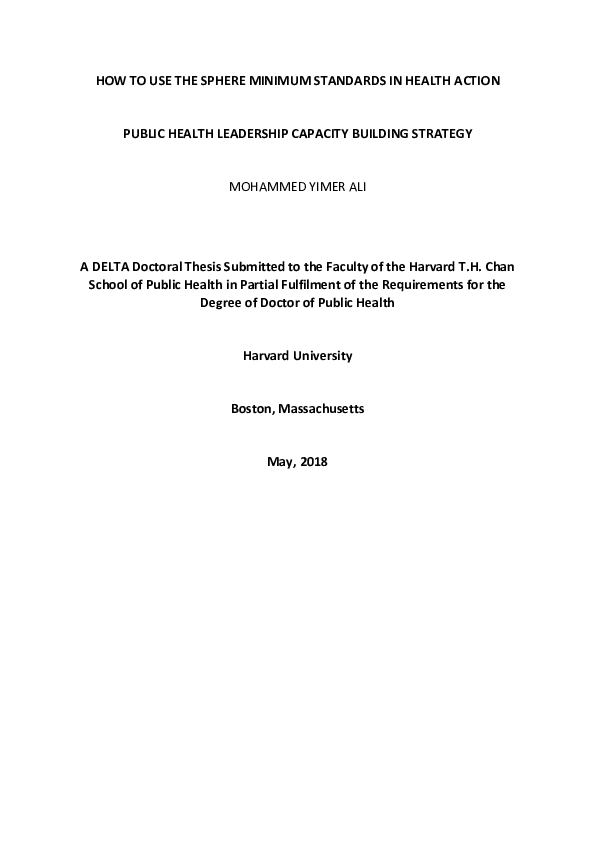 (PDF) HOW TO USE THE SPHERE MINIMUM STANDARDS IN HEALTH ACTION PUBLIC ...