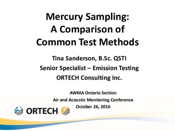 (PDF) Mercury Sampling: A Comparison of Common Test Methods AWMA ...