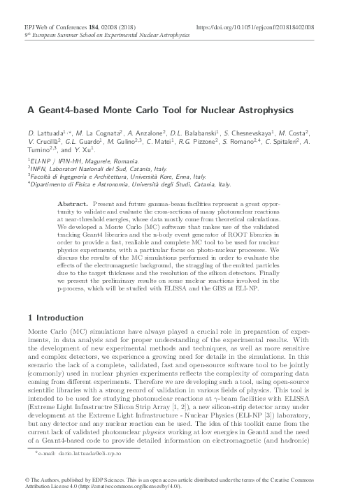 Pdf A Geant4 Based Monte Carlo Tool For Nuclear Astrophysics