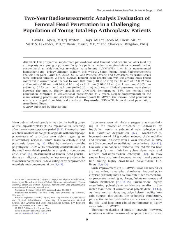 (PDF) Two-Year Radiostereometric Analysis Evaluation of Femoral Head ...