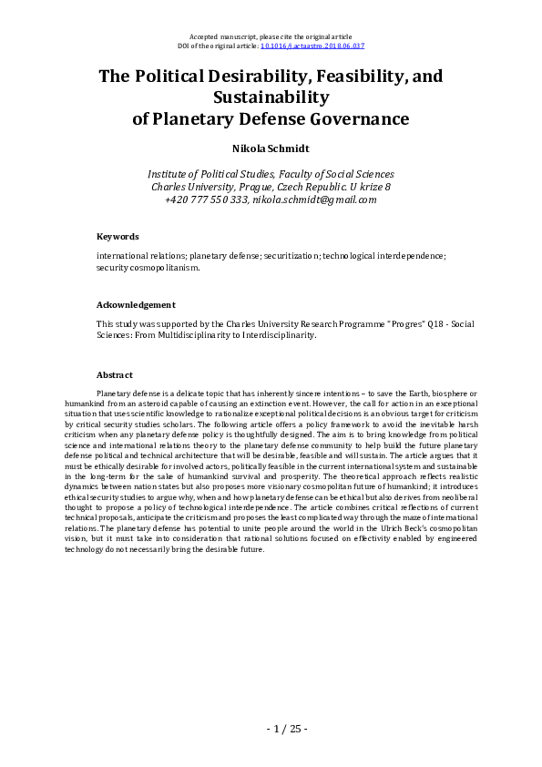 (PDF) The Political Desirability, Feasibility, and Sustainability of ...