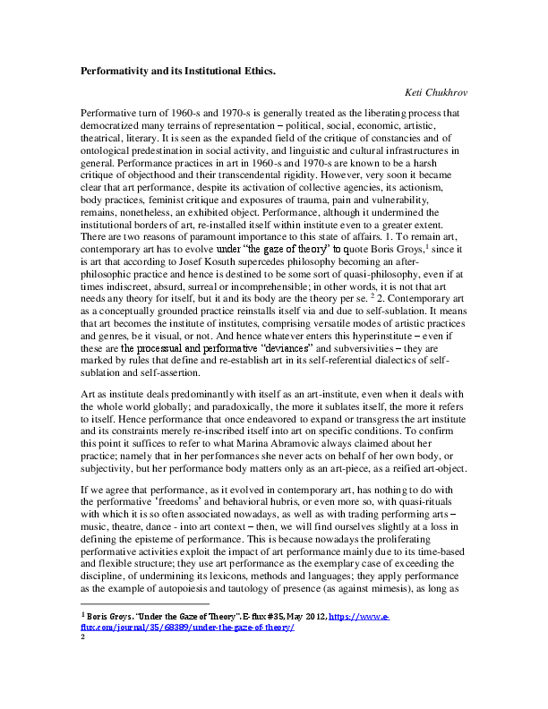 (DOC) Performativity and its Institutional Ethics