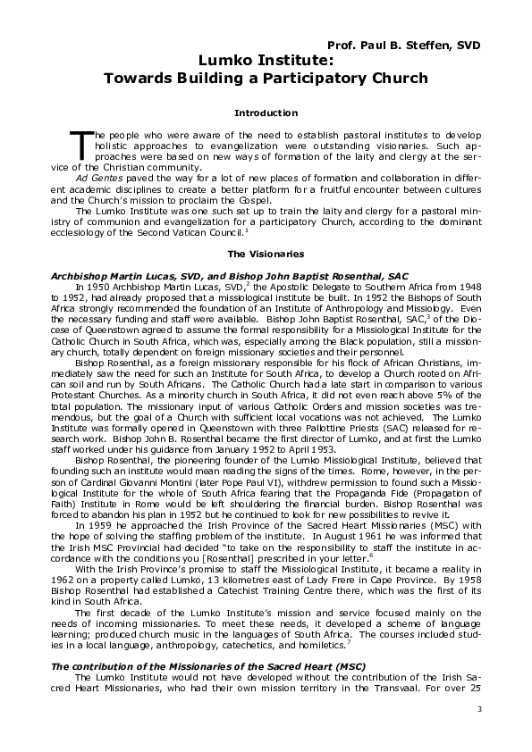 (PDF) Lumko Institute: Towards Building a Participatory Church