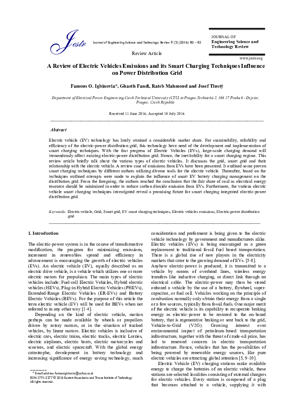 (PDF) A Review of Electric Vehicles Emissions and its Smart Charging ...