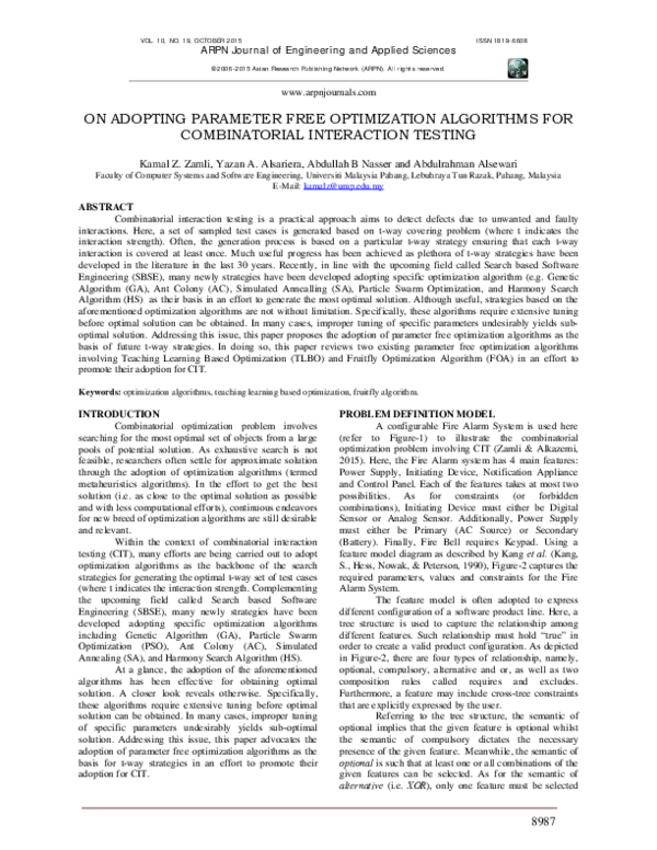 Pdf On Adopting Parameter Free Optimization Algorithms For