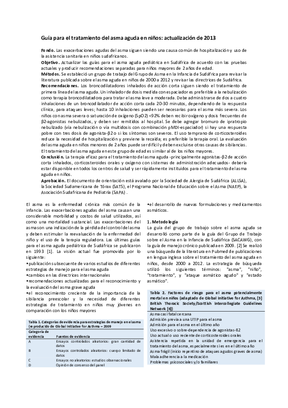 (PDF) . Guía para el tratamiento del asma aguda en niños