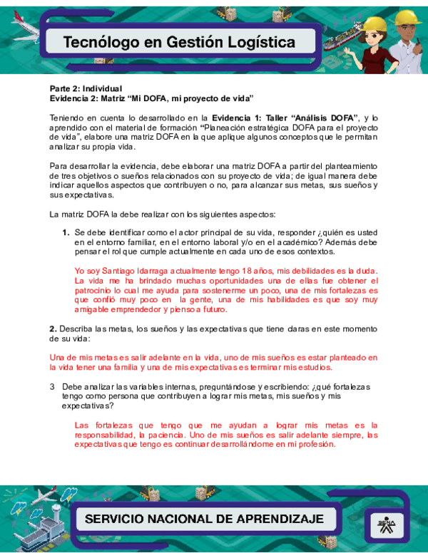 (DOC) Parte 2: Individual Evidencia 2: Matriz " Mi DOFA, mi proyecto de ...