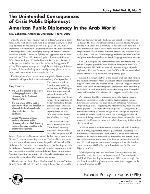 (PDF) Foreign Policy In Focus (FPIF) A Think Tank Without Walls