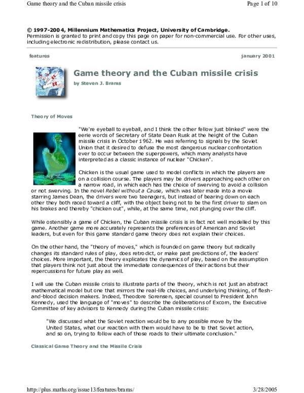 (PDF) Game theory and the Cuban missile crisis