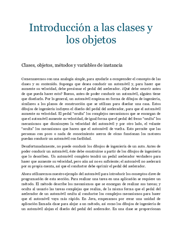 (PDF) Introducción a las clases y los objetos Clases, objetos, métodos ... (PDF) Introducción a las clases y los objetos Clases, objetos, métodos ...