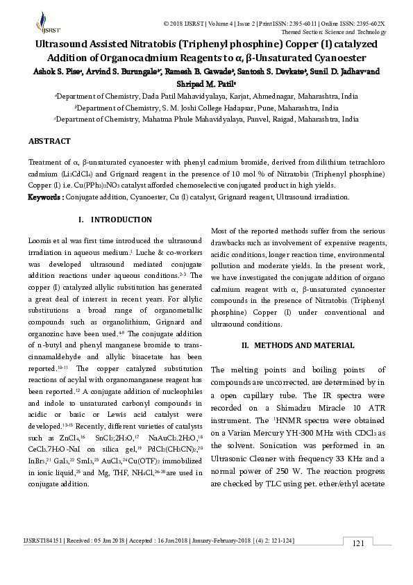 (PDF) Ultrasound Assisted Nitratobis (Triphenyl phosphine) Copper (I ...