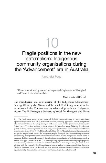 (PDF) Fragile Positions in the New Paternalism: Indigenous community ...