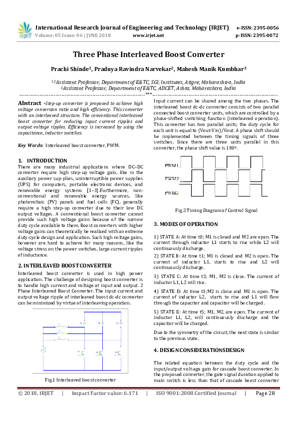 (PDF) IRJET- Three Phase Interleaved Boost Converter (PDF) IRJET- Three Phase Interleaved Boost Converter