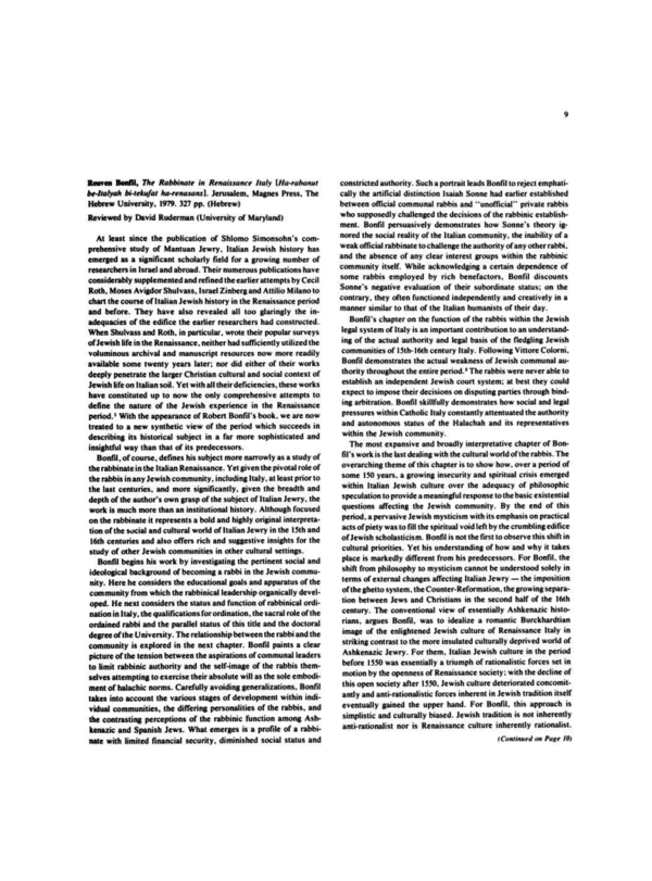 (PDF) David B. Ruderman, “Review of ‘The Rabbinate in Renaissance Italy ...