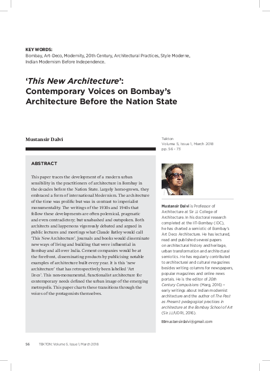(PDF) ‘This New Architecture’: Contemporary Voices on Bombay’s ...