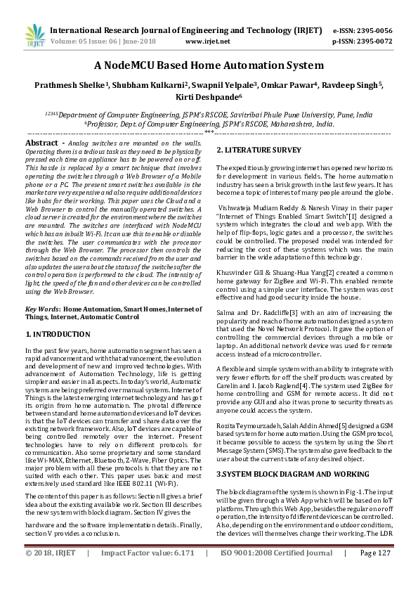 (PDF) IRJET-A NodeMCU Based Home Automation System