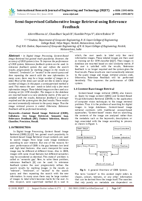 (PDF) IRJET- Semi-Supervised Collaborative Image Retrieval using Relevance Feedback