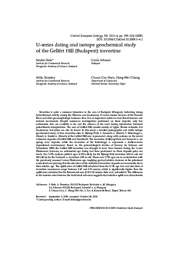 PDF U series Dating And Isotope Geochemical Study Of The Gell rt Hill pdf-u-series-dating-and-isotope-geochemical-study-of-the-gell-rt-hill