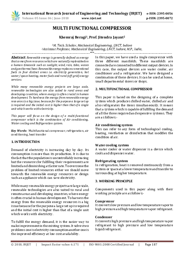 (PDF) IRJET- MULTI FUNCTIONAL COMPRESSOR