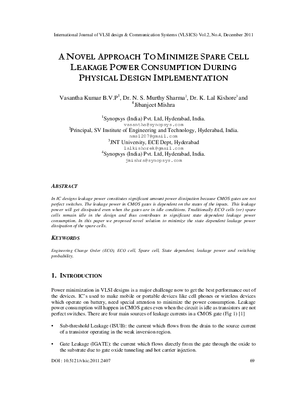 (PDF) A NOVEL APPROACH TO MINIMIZE SPARE CELL LEAKAGE POWER CONSUMPTION ...
