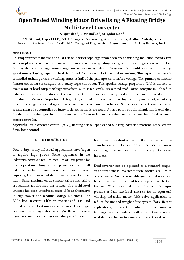 (PDF) Open Ended Winding Motor Drive Using A Floating Bridge Multi ...