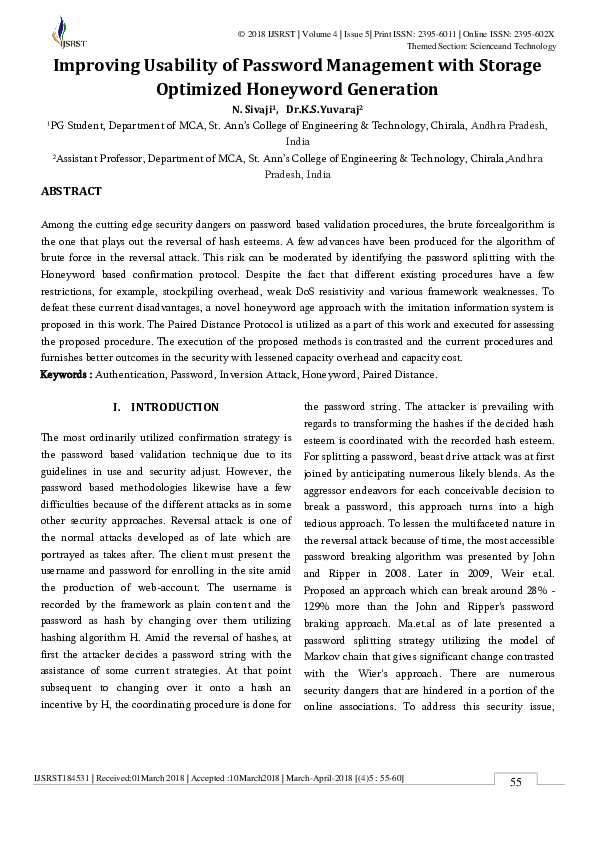 (PDF) Improving Usability of Password Management with Storage Optimized ...