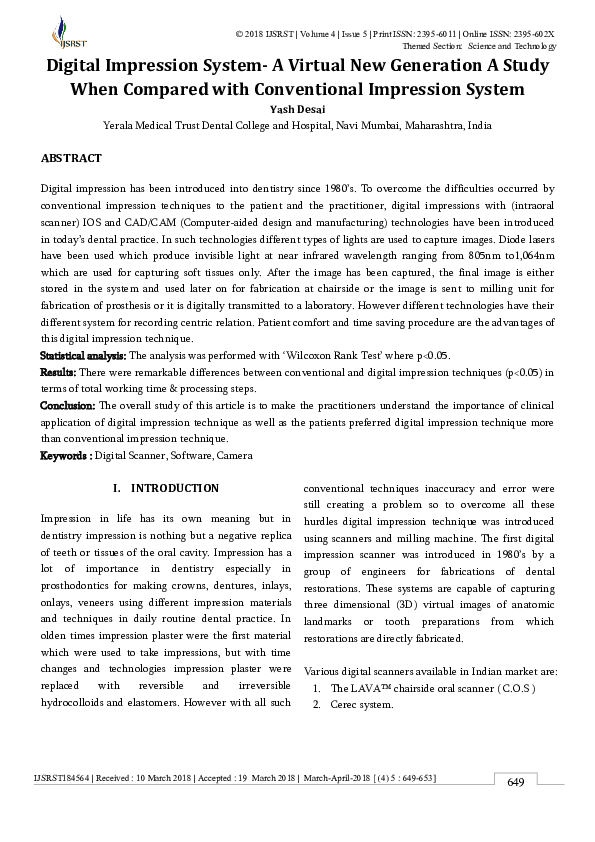 (PDF) Digital Impression System-A Virtual New Generation A Study When ...