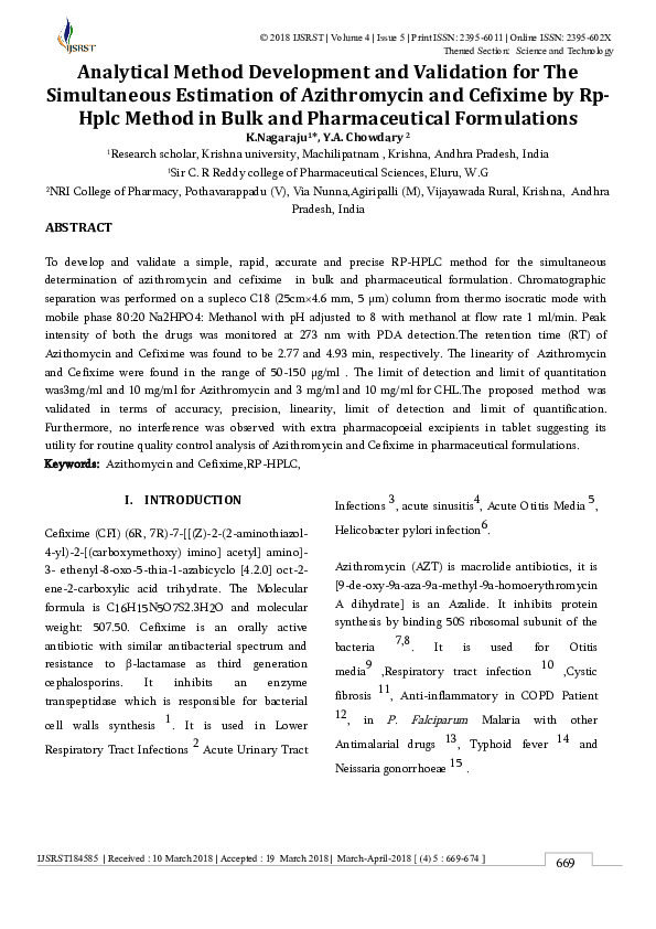 Pdf Analytical Method Development And Validation For The Simultaneous