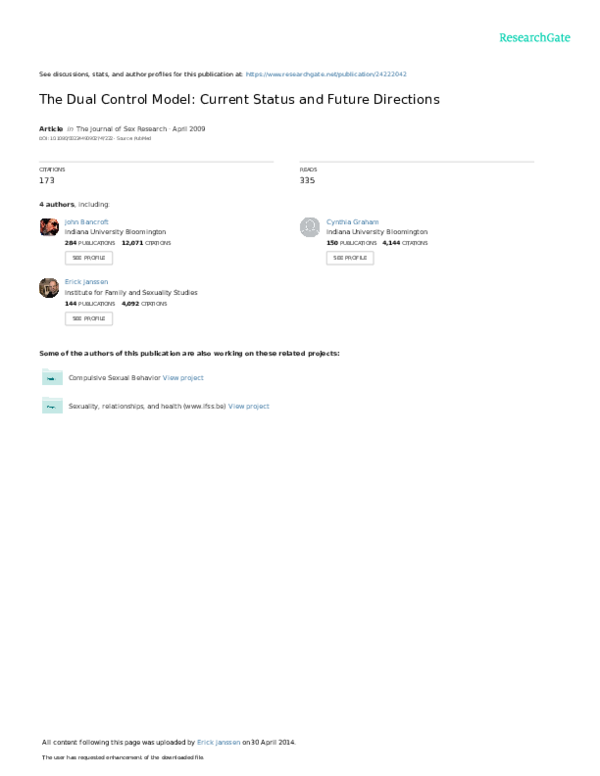 (PDF) The dual control model: current status and future directions