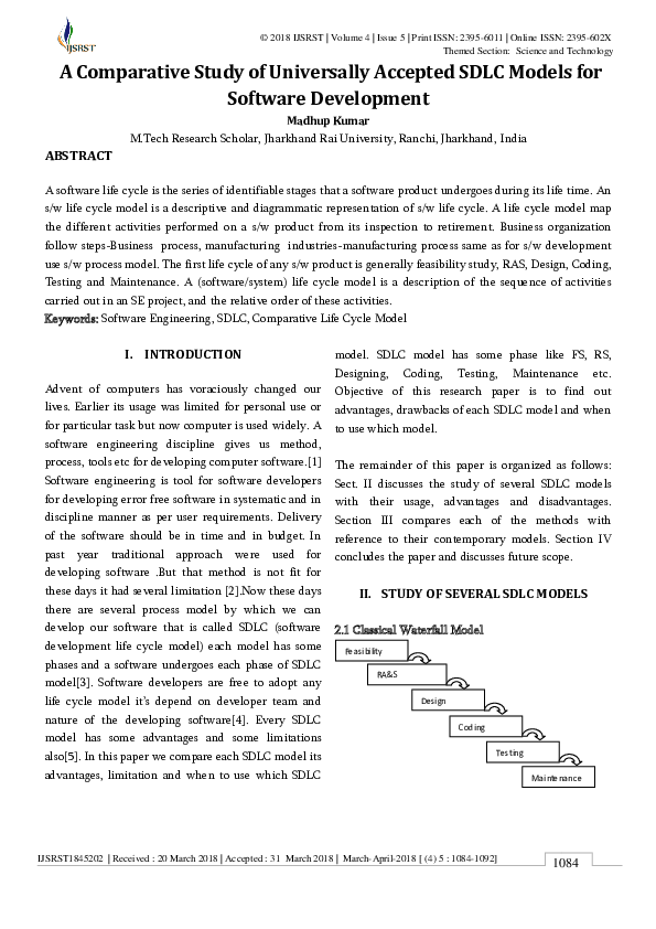 (PDF) A Comparative Study of Universally Accepted SDLC Models for ...