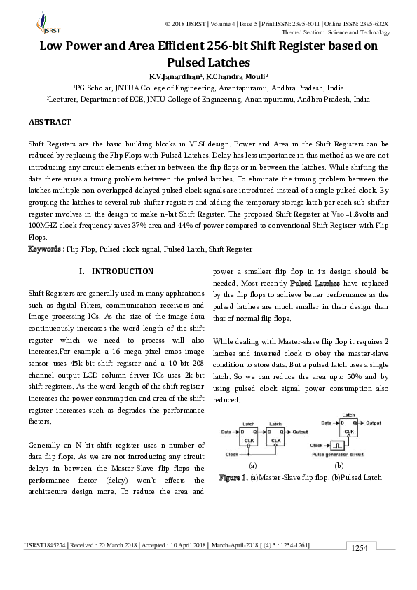 Pdf Low Power And Area Efficient 256 Bit Shift Register Based On Pulsed Latches