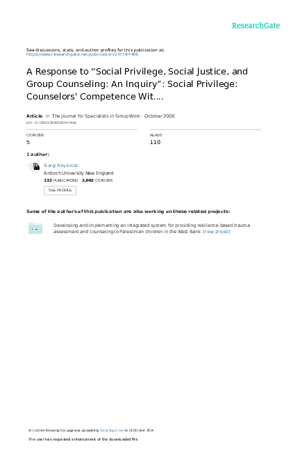 (PDF) A Response to “Social Privilege, Social Justice, and Group ...