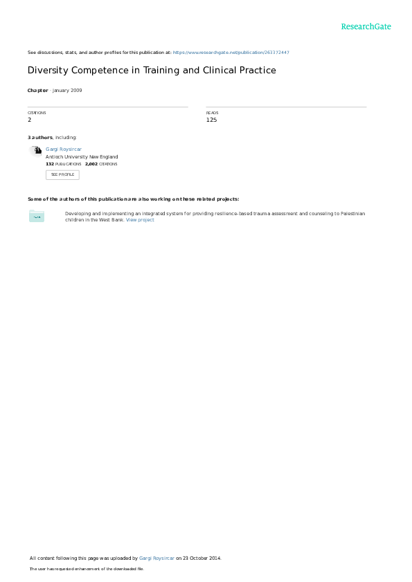 (PDF) Diversity competence in training and clinical practice | Gargi ...