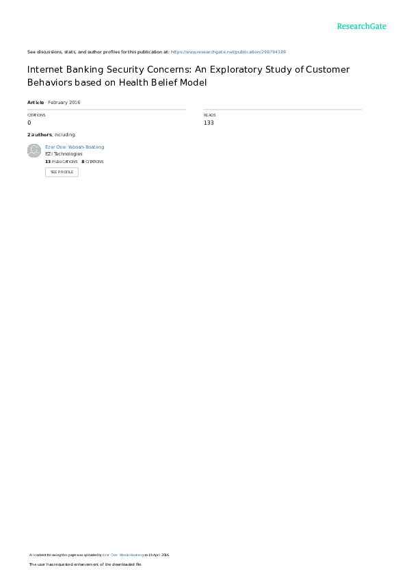 (PDF) Internet Banking Security Concerns: An Exploratory Study of ...