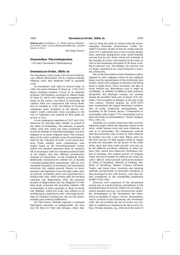 (PDF) Dominican Order, Bible in