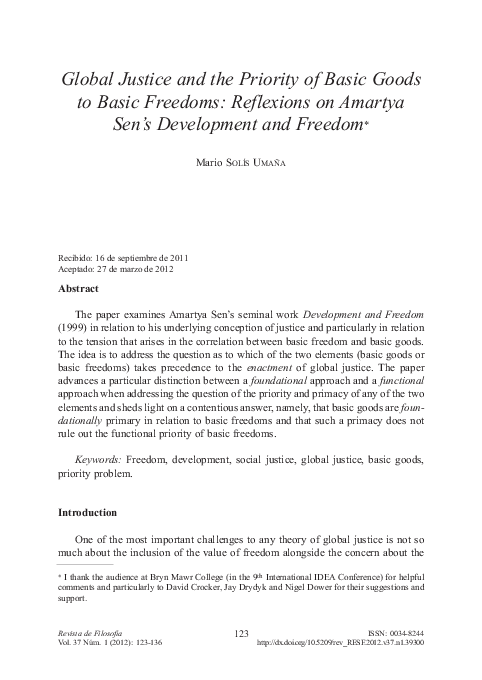 (PDF) Global Justice and the Priority of Basic Goods to Basic Freedoms ...