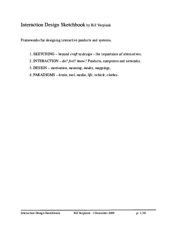 (PDF) Interaction Design Sketchbook by Bill Verplank Frameworks for ...