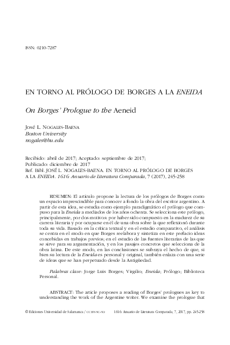 (PDF) En torno al prólogo de Borges a La Eneida