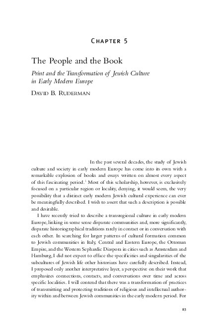 (PDF) David B. Ruderman, “The People and the Book: Print and the ...