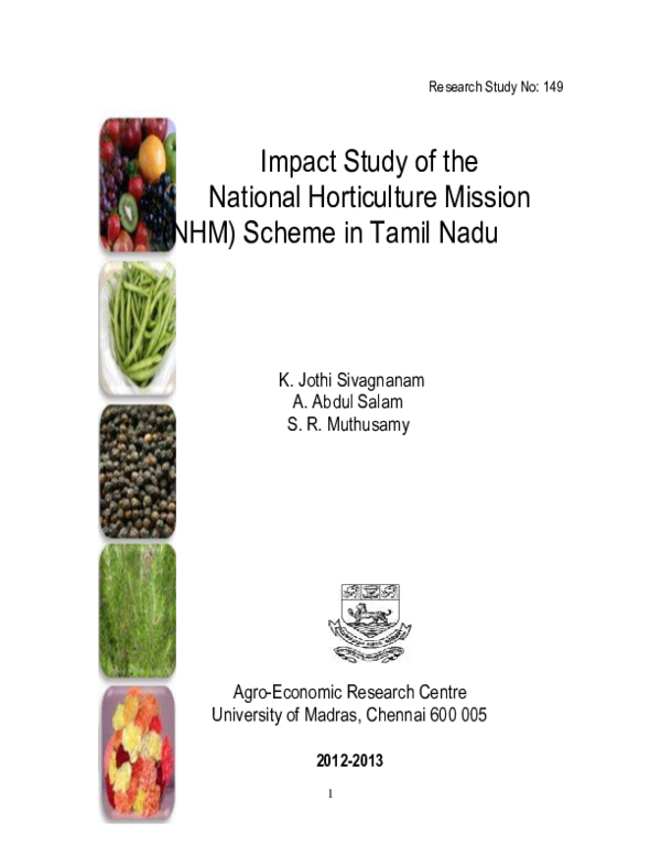 (PDF) Impact Study of the National Horticulture Mission (NHM) Scheme in ...