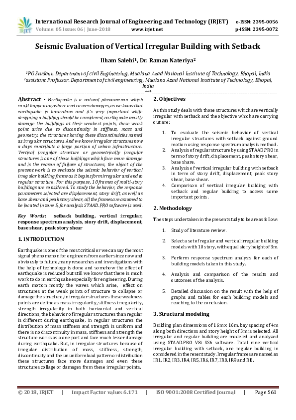 (PDF) IRJET- Seismic Evaluation of Vertical Irregular Building with ...