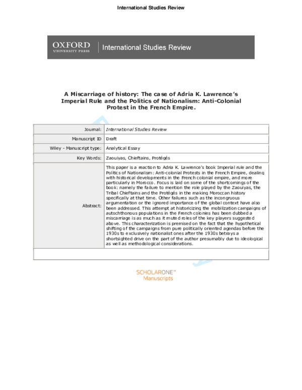 (PDF) International Studies Review A Miscarriage of history: The case ...