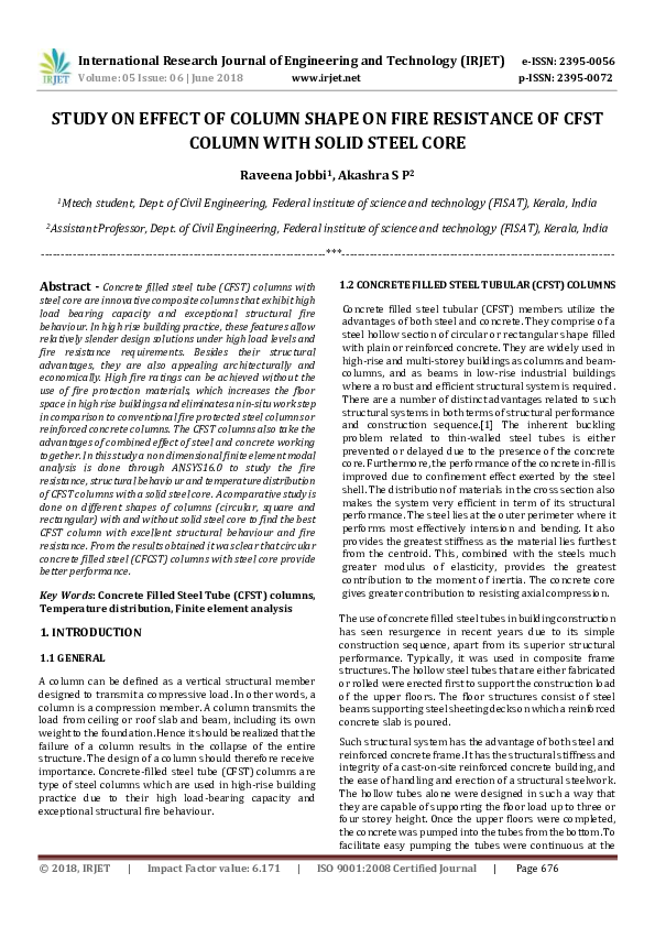 (PDF) IRJET- STUDY ON EFFECT OF COLUMN SHAPE ON FIRE RESISTANCE OF CFST ...