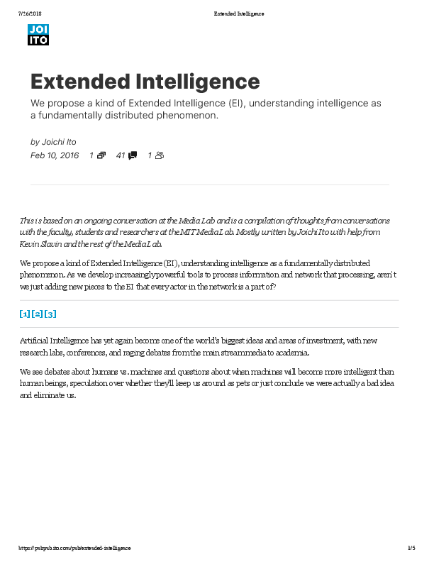 (PDF) Extended Intelligence