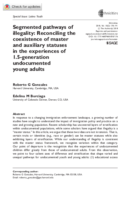 (PDF) Gonzales, Roberto G., and Edelina M. Burciaga. "Segmented ...