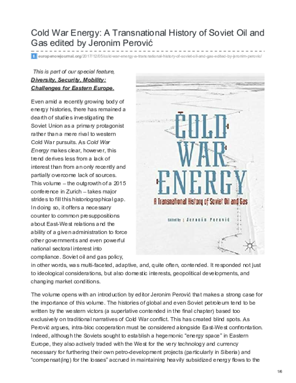 (PDF) Review: Cold War Energy: A Transnational History of Soviet Oil ...